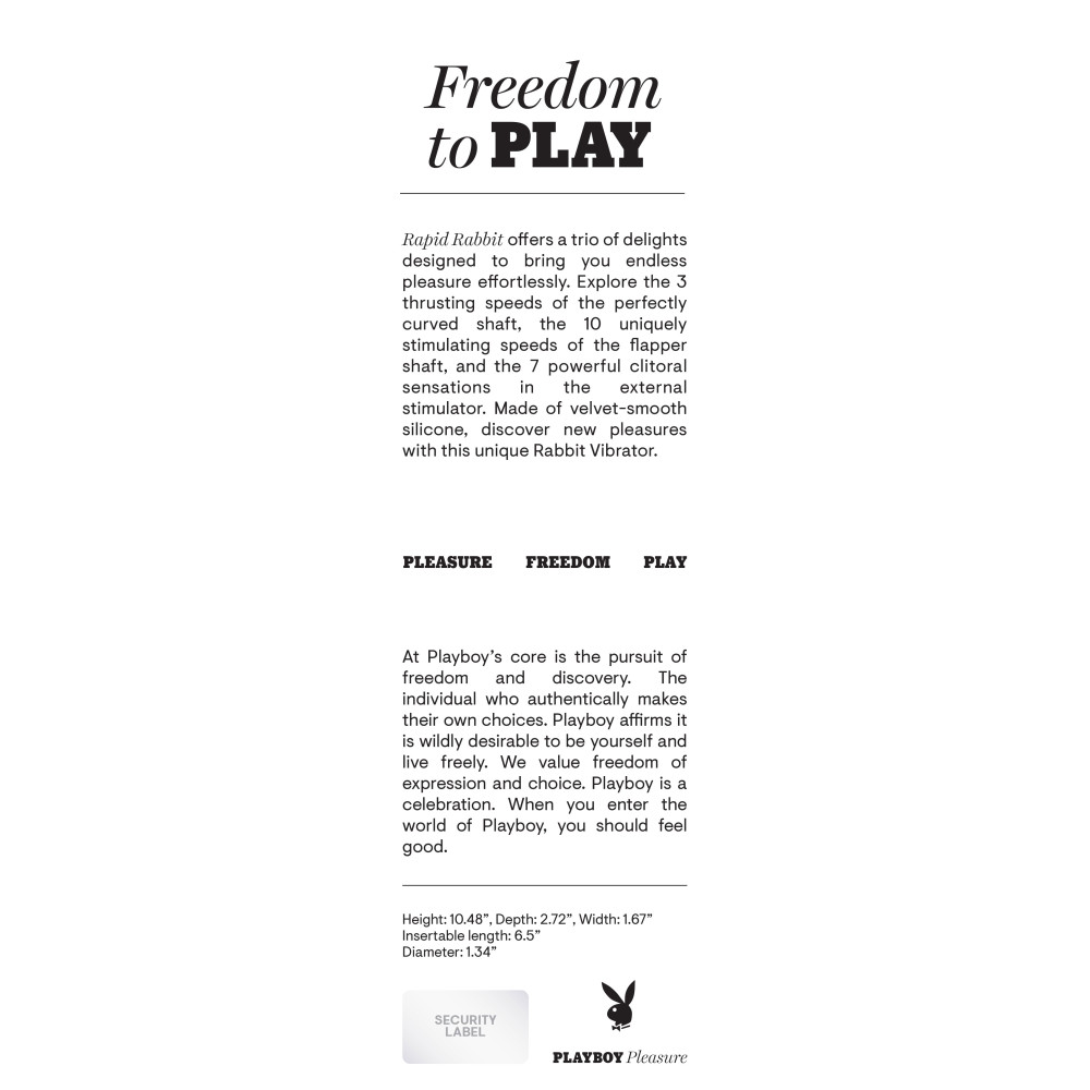 Playboy Rapid Rabbit Rechargeable Silicone Dual Stimulation ...